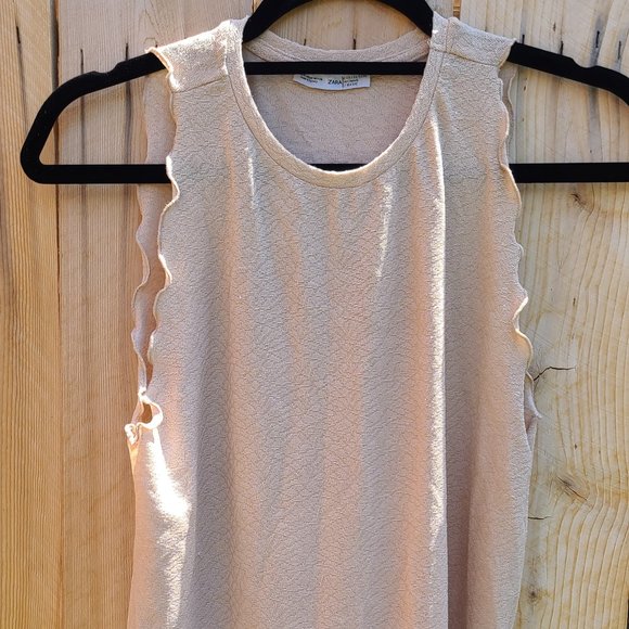 Zara | Tops | Zara Tank Snake Textured Subtle Ruffled Trim | Poshmark